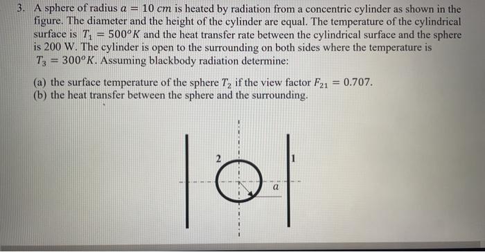 Solved 3. A sphere of radius a = 10 cm is heated by | Chegg.com