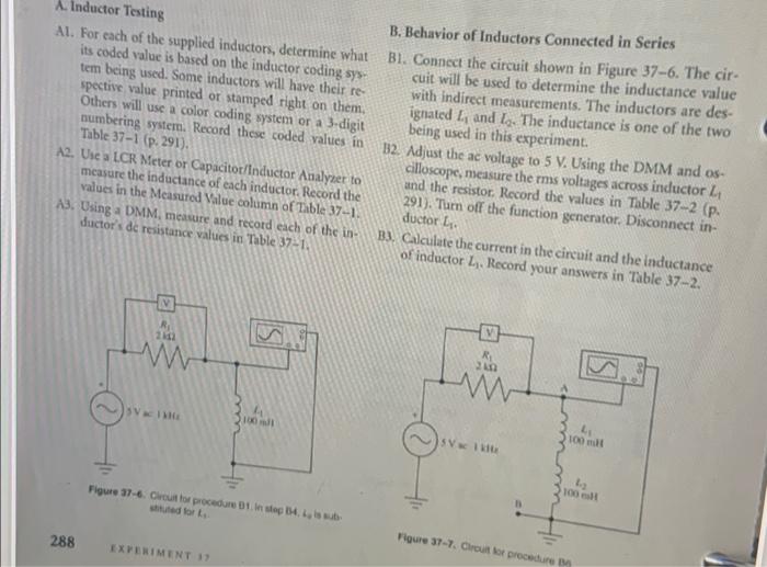 A. Inductor Testing B. Behavior of Inductors | Chegg.com