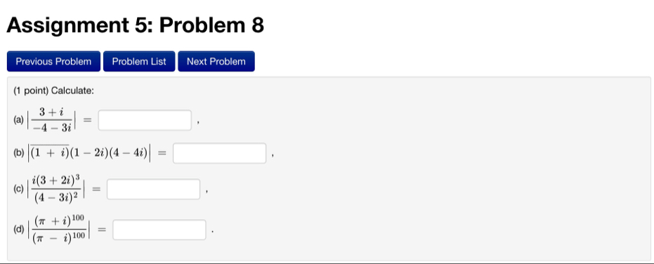 Solved Assignment 5: Problem 8(1 ﻿point) | Chegg.com