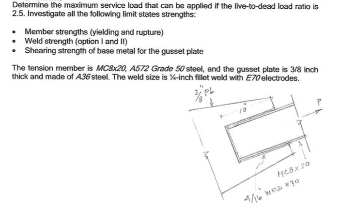 Solved Determine the maximum service load that can be | Chegg.com