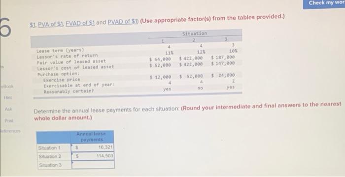 Solved Check my wor 6 $1. PVA of $1. FVAD of $1 and PVAD of | Chegg.com
