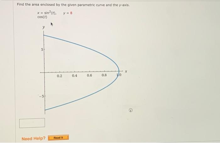 Solved Find the area enclosed by the given parametric curve | Chegg.com