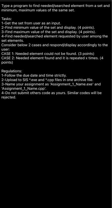 Solved Type A Program To Find Needed Searched Element From A