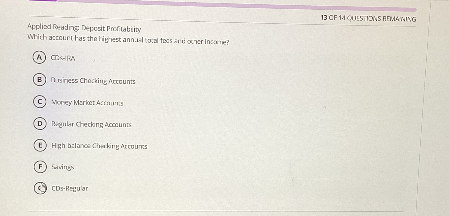 Solved Applied Reading: Deposit ProfitabilityWhich account | Chegg.com