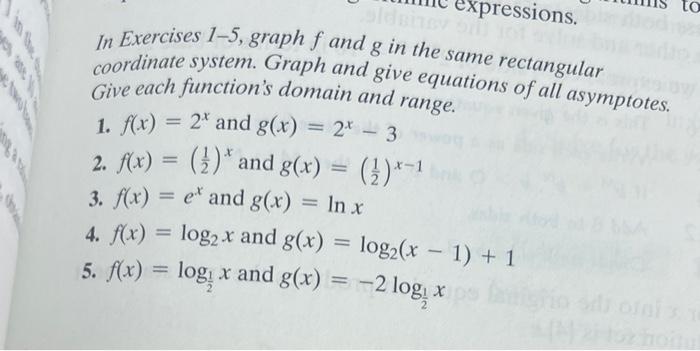 Solved In Exercises 1-5, graph f and g in the same | Chegg.com