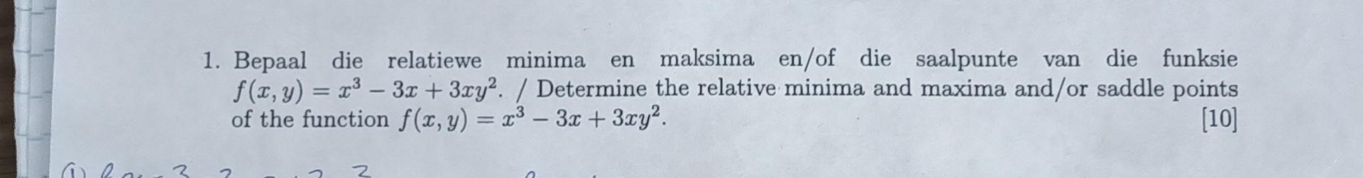 Solved Determine the relative minima (minimum) and maxima | Chegg.com