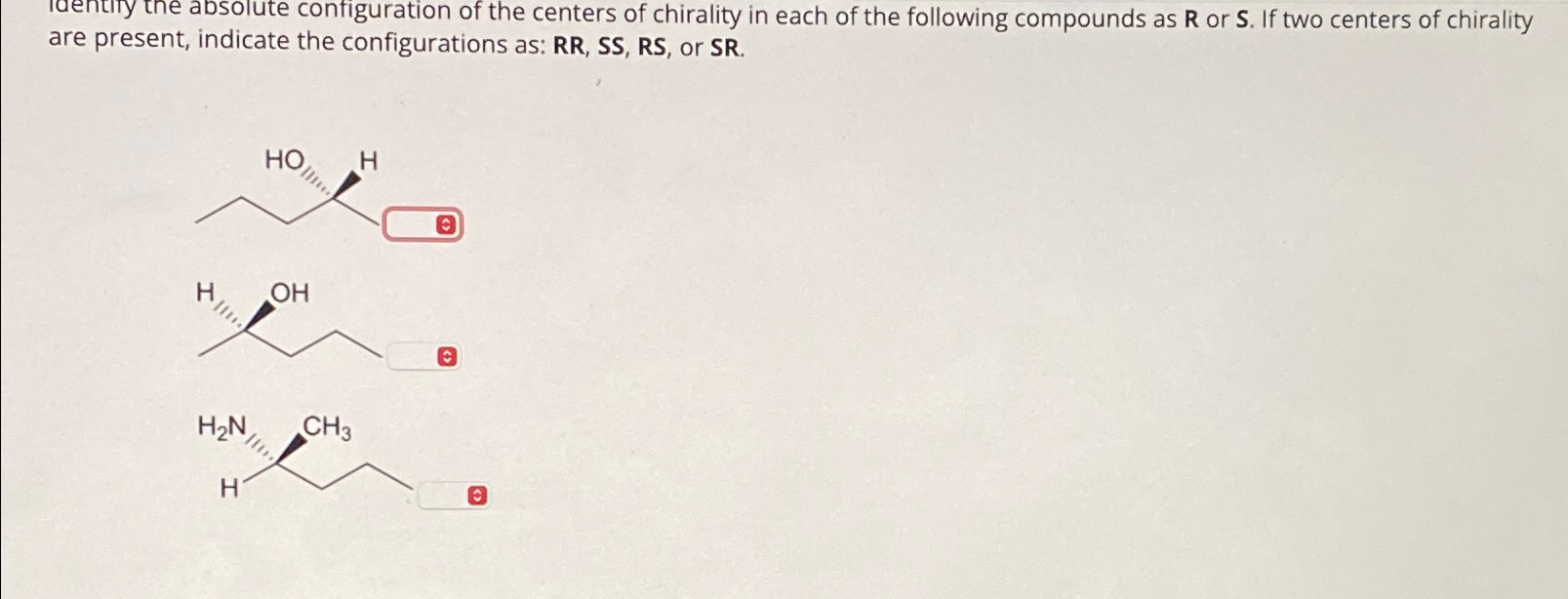 Solved configuration of the centers of chirality in each of | Chegg.com