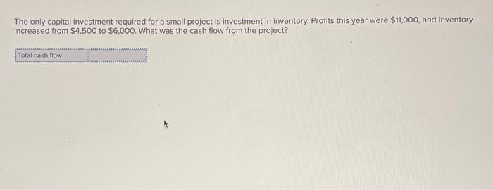 Solved The only capital investment required for a small | Chegg.com