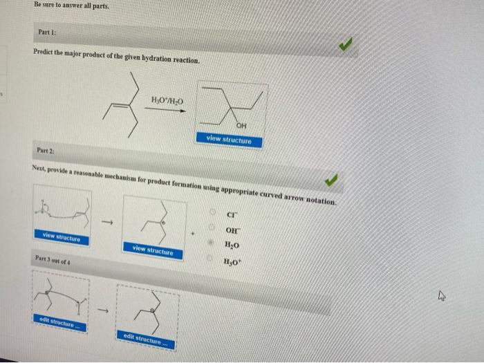 Solved Be sure to answer all parts. Part 1: Predict the | Chegg.com