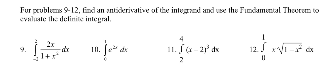 Solved For problems 9-12, ﻿find an antiderivative of the | Chegg.com