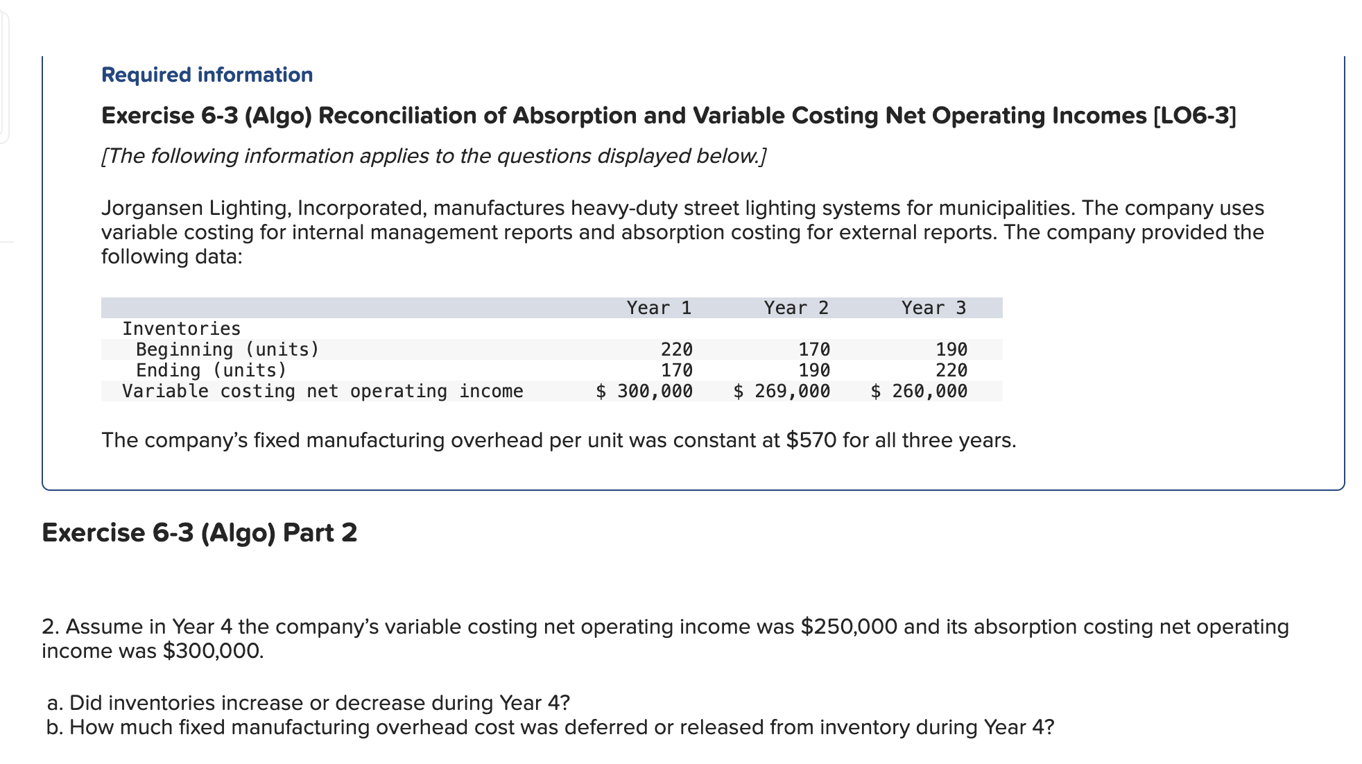Solved Required informationExercise 6-3 (Algo) | Chegg.com