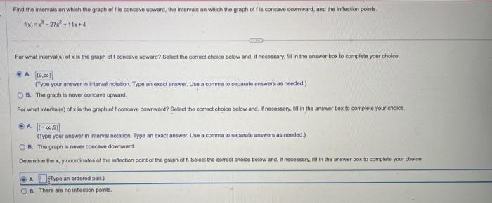 Solved f(x)=x3−27x2+11x+4 For what interval(s) of x is the | Chegg.com