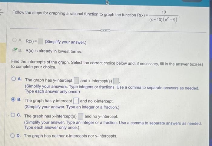 Solved Follow the steps for graphing a rational function to | Chegg.com