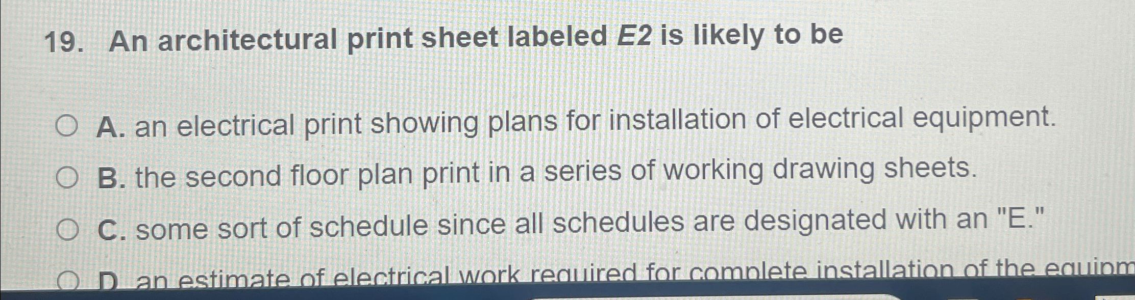Solved An architectural print sheet labeled E2 ﻿is likely to | Chegg.com