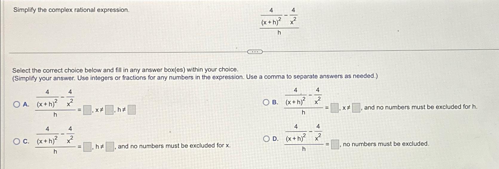 Solved Simplify the complex rational | Chegg.com