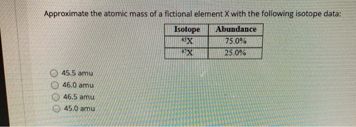 Solved Approximate the atomic mass of a fictional element X | Chegg.com