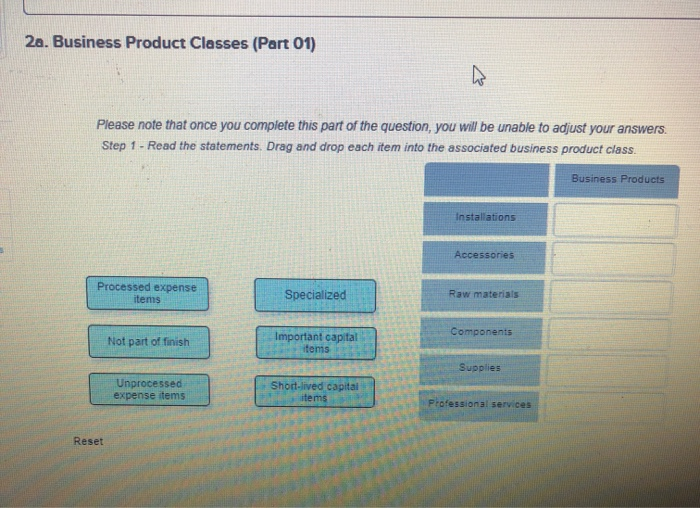 Solved 2a. Business Product Classes (Part 01) Please note | Chegg.com