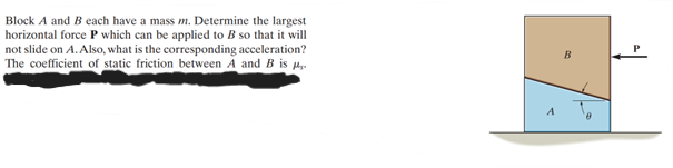 Solved Block A and B ﻿each have a mass m. ﻿Determine the | Chegg.com