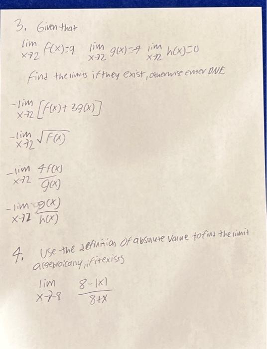 Solved limx→2f(x)=9limx→2g(x)=9limx→2h(x)=0 find the limis | Chegg.com