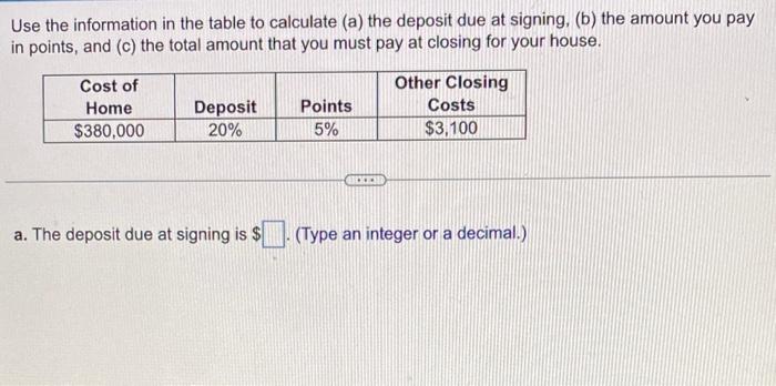 Solved Use the information in the table to calculate (a) the | Chegg.com
