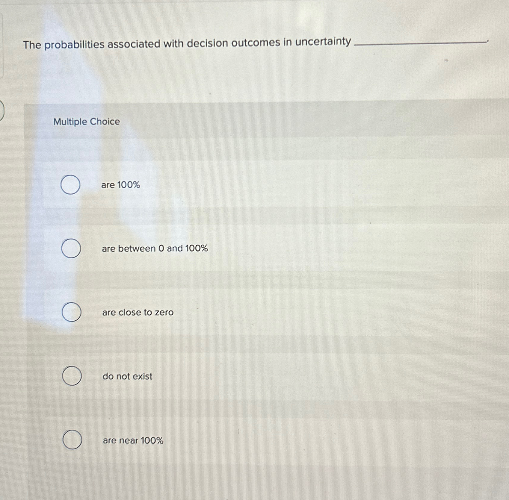 Solved The probabilities associated with decision outcomes | Chegg.com