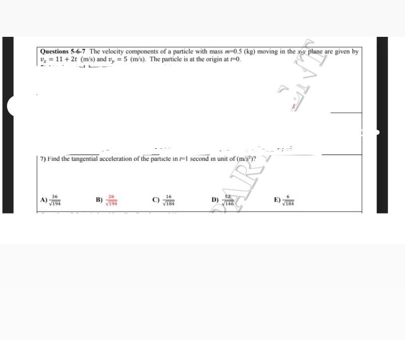 Solved Questions 5-6-7 ﻿The velocity components of a | Chegg.com