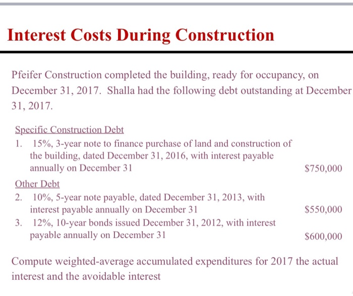 Interest Costs During Construction Pfeifer | Chegg.com