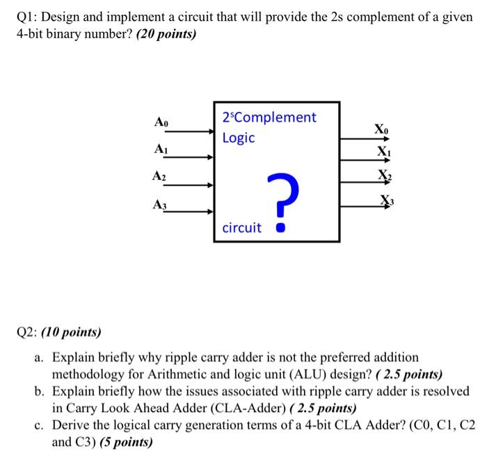 Q1: Design and implement a circuit that will provide | Chegg.com