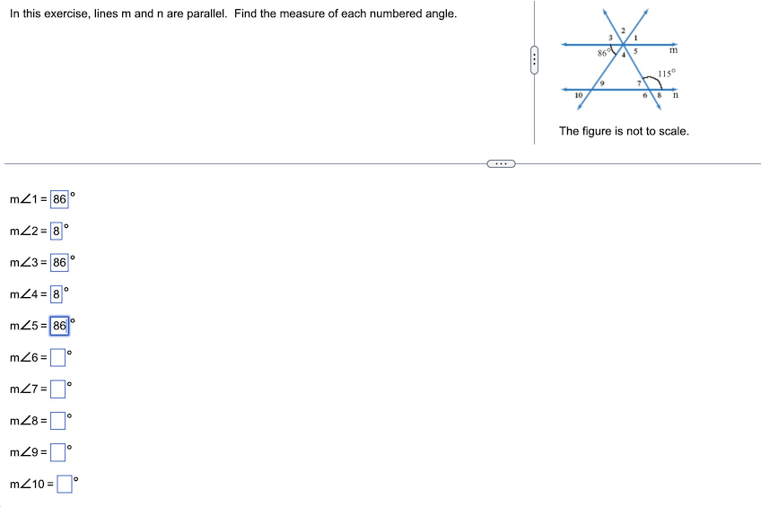 Solved In this exercise, lines m ﻿and n ﻿are parallel. Find | Chegg.com