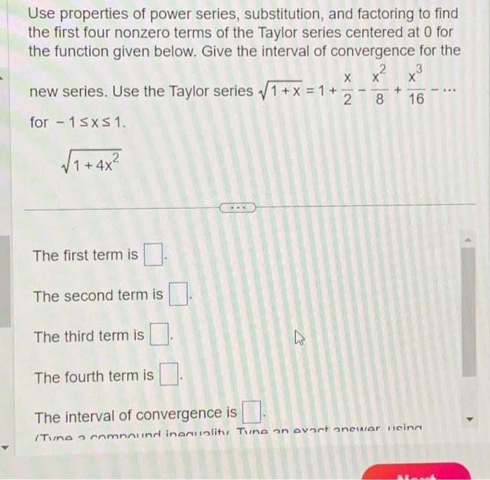 Solved Use properties of power series, substitution, and | Chegg.com