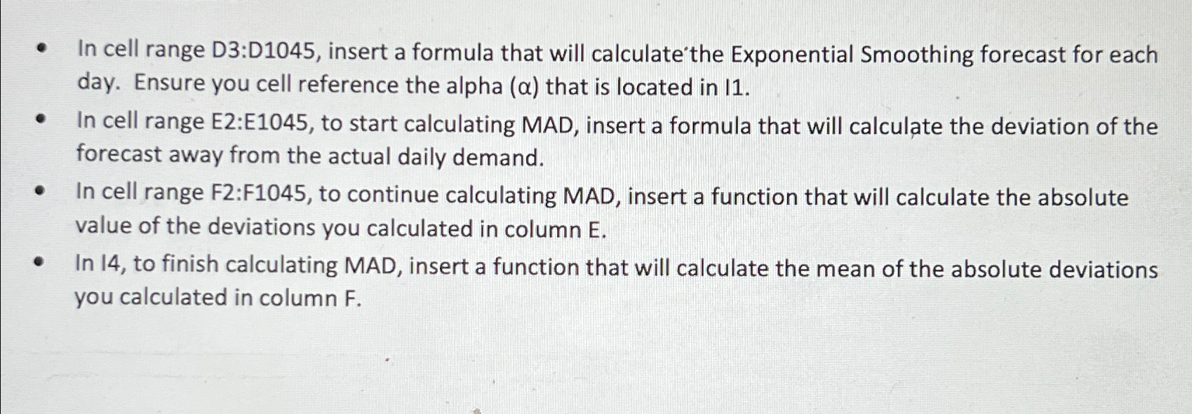 Solved In cell range D3:D1045, ﻿insert a formula that will | Chegg.com