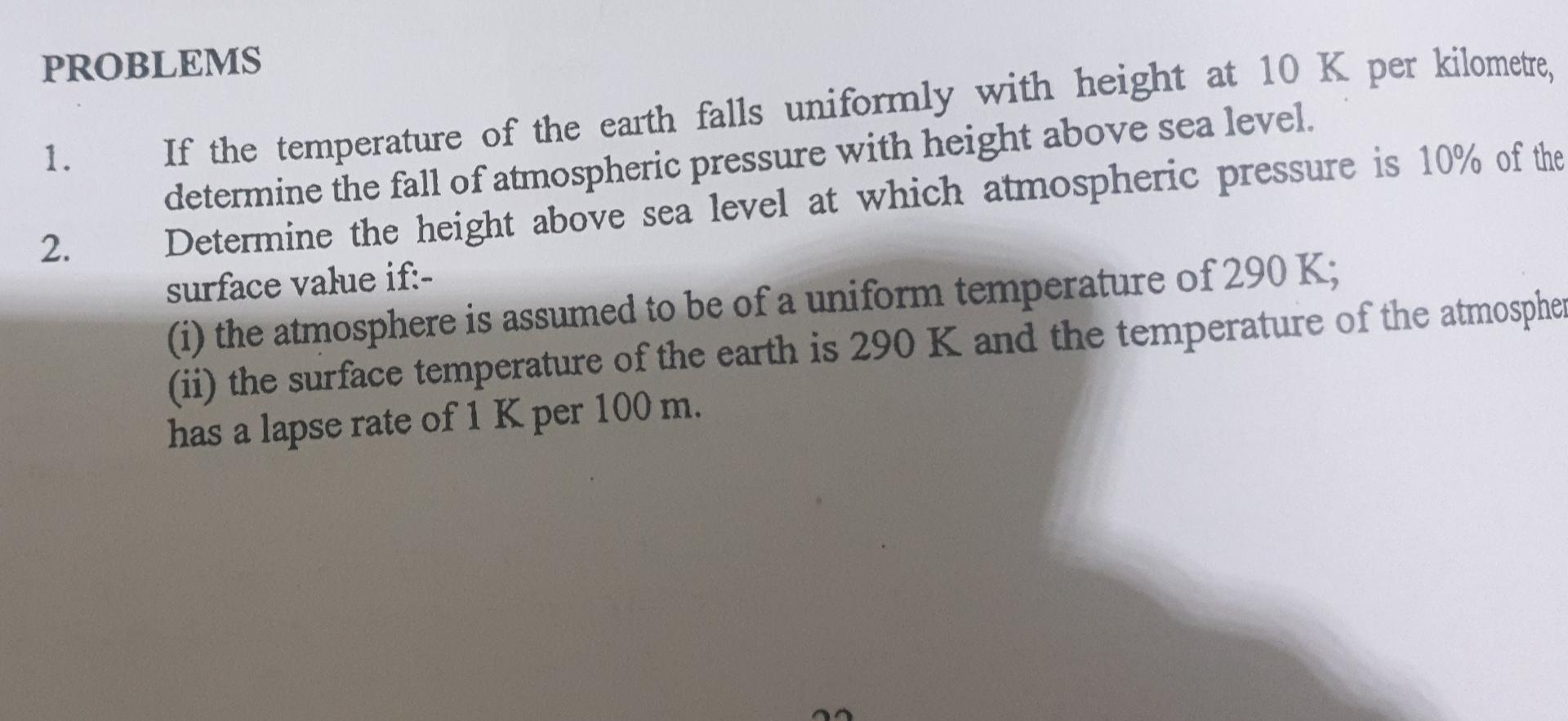 Solved PROBLEMS If the temperature of the earth falls | Chegg.com