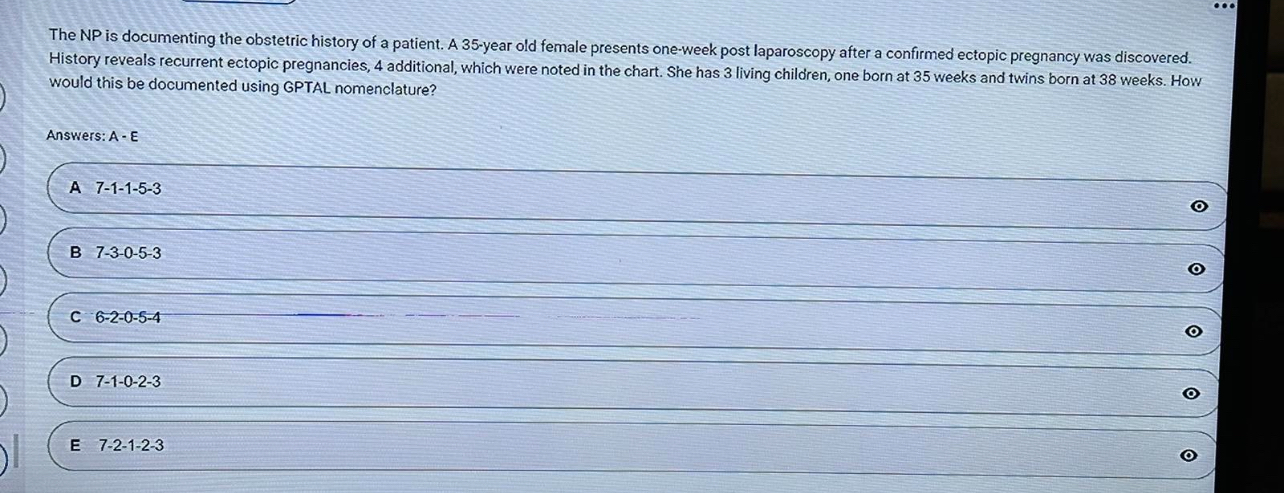 Solved The NP is documenting the obstetric history of a | Chegg.com