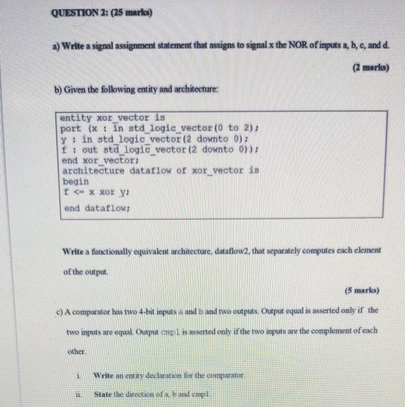 Solved Question 2 25 Marks A Write A Signal Assignment 8009
