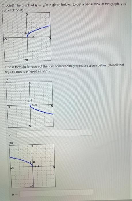 Solved point) The graph of y = va is given below: (to get a | Chegg.com