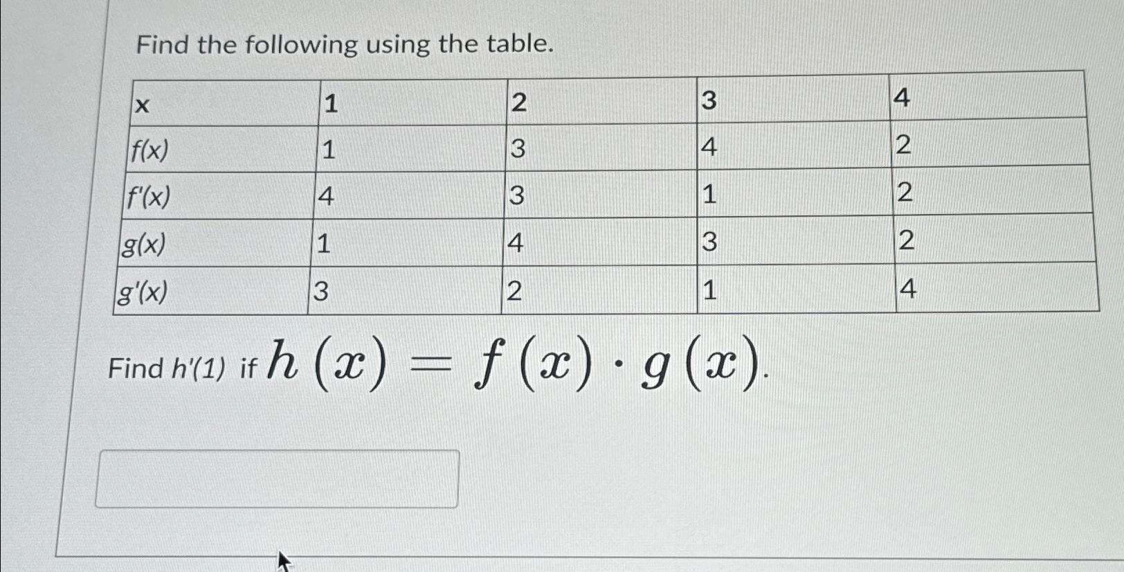 Solved Find the following using the | Chegg.com