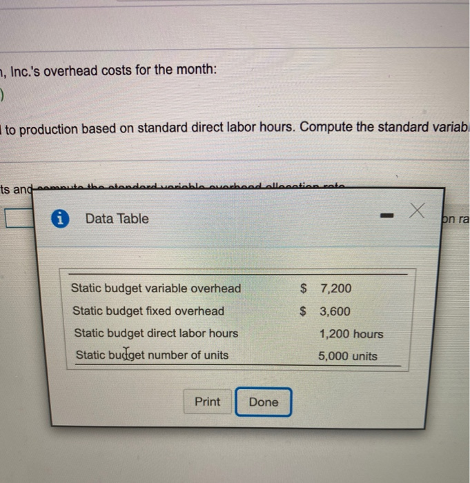 Solved 7, Inc.'s overhead costs for the month: ) to | Chegg.com