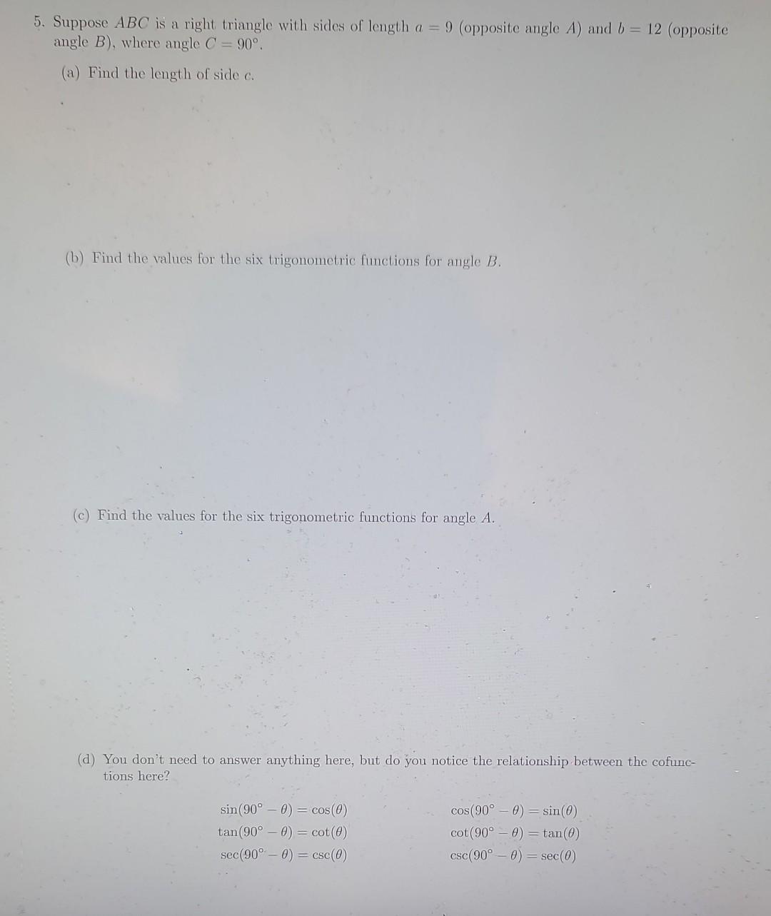 Solved Suppose ABC is a right triangle with sides of length | Chegg.com