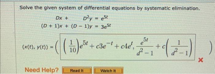 Solved Solve the given system of differential equations by | Chegg.com