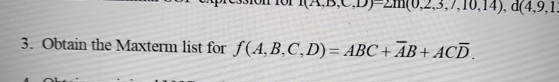 Solved 3. Obtain the Maxterm list for | Chegg.com