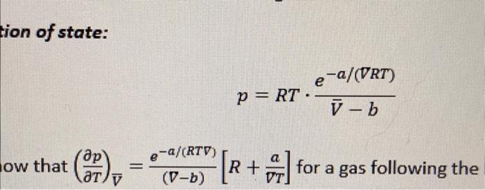 2. (22pts ) The Dieterici equation (shown below) is | Chegg.com