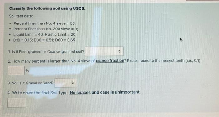 Solved Classify the following soil using USCS. Soil test | Chegg.com