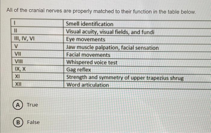 Solved All of the cranial nerves are properly matched to | Chegg.com Solved All of the cranial nerves are properly matched to | Chegg.com