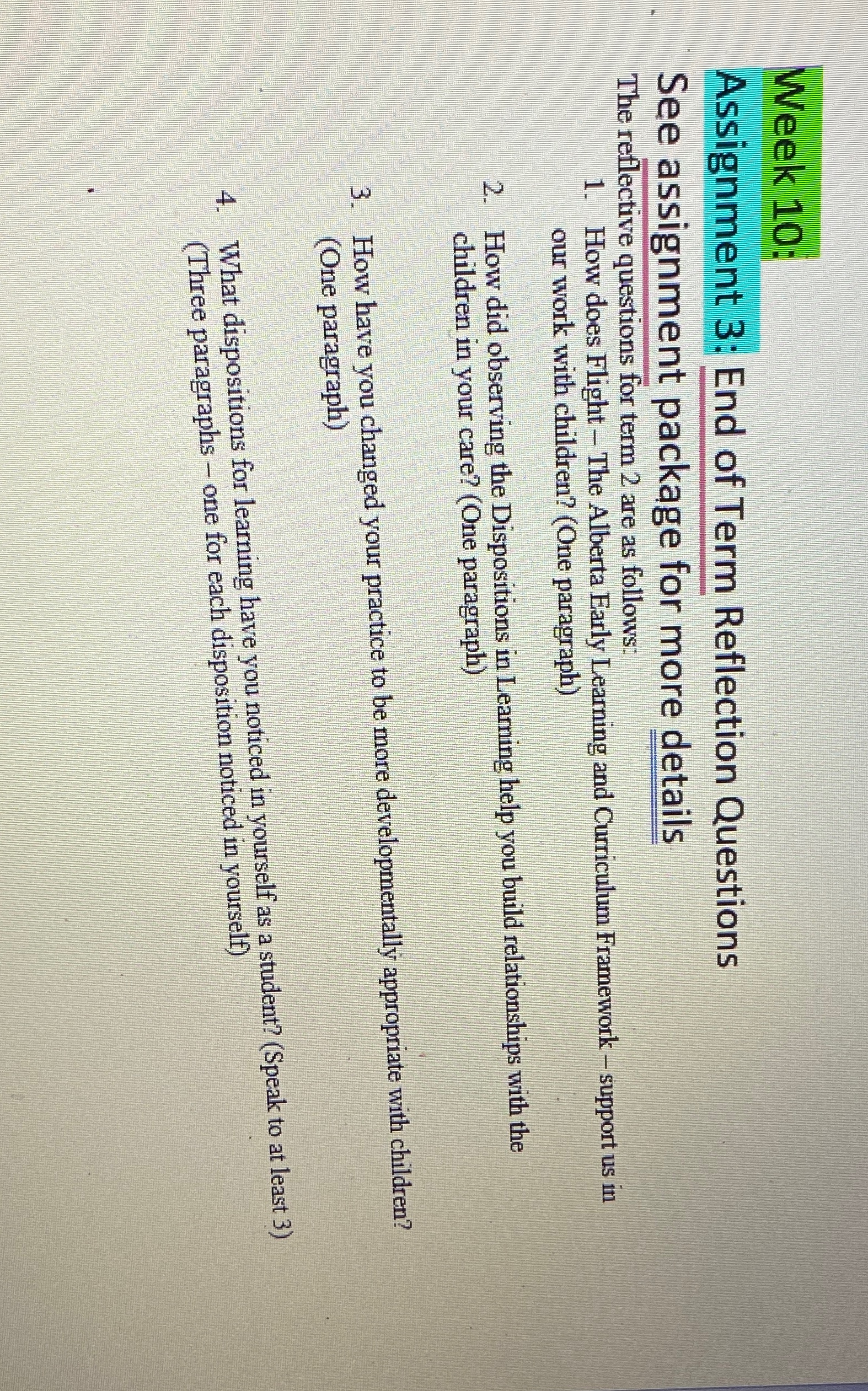 Solved Week 10:Assignment 3: End of Term Reflection | Chegg.com