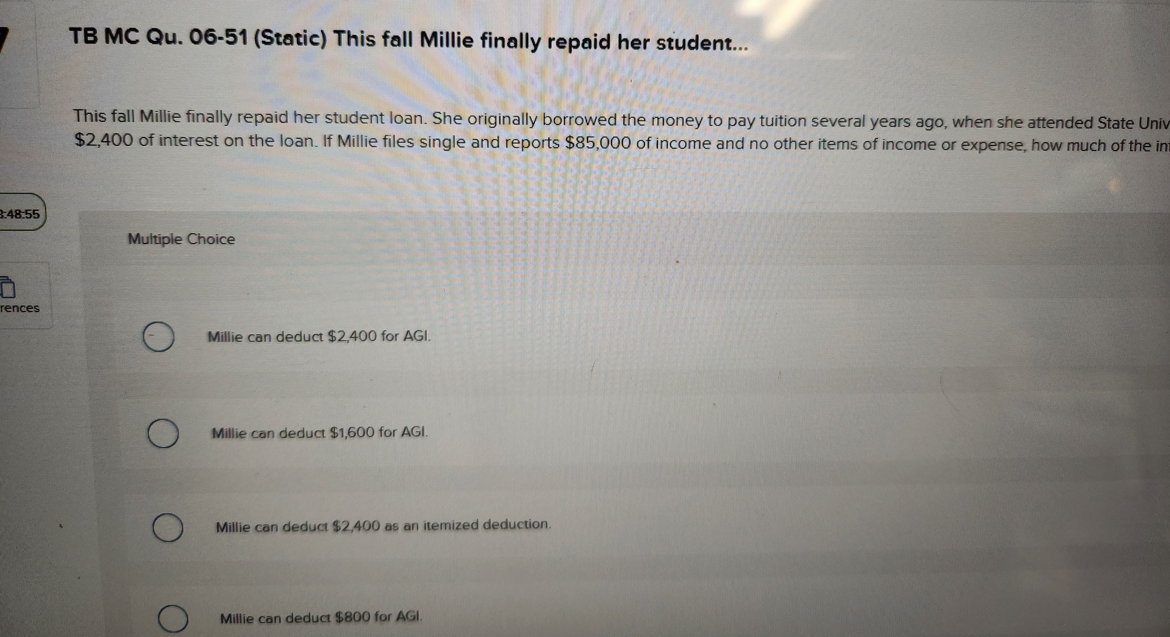 Solved TB MC Qu. 06-51 (Static) ﻿This fall Millie finally | Chegg.com