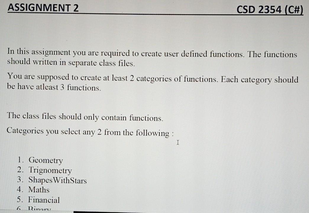 Solved Assignment 2 Csd 2354 C In This Assignment You Are 