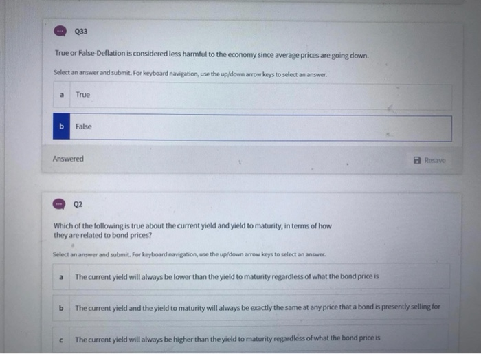 Solved Q33 True or False-Deflation is considered less | Chegg.com
