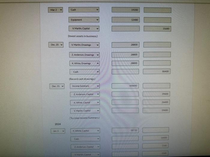 Solved prepare the partners equity section of the balance | Chegg.com