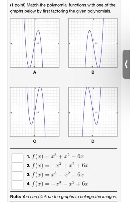 Solved (1 point) Match the polynomial functions with one of | Chegg.com