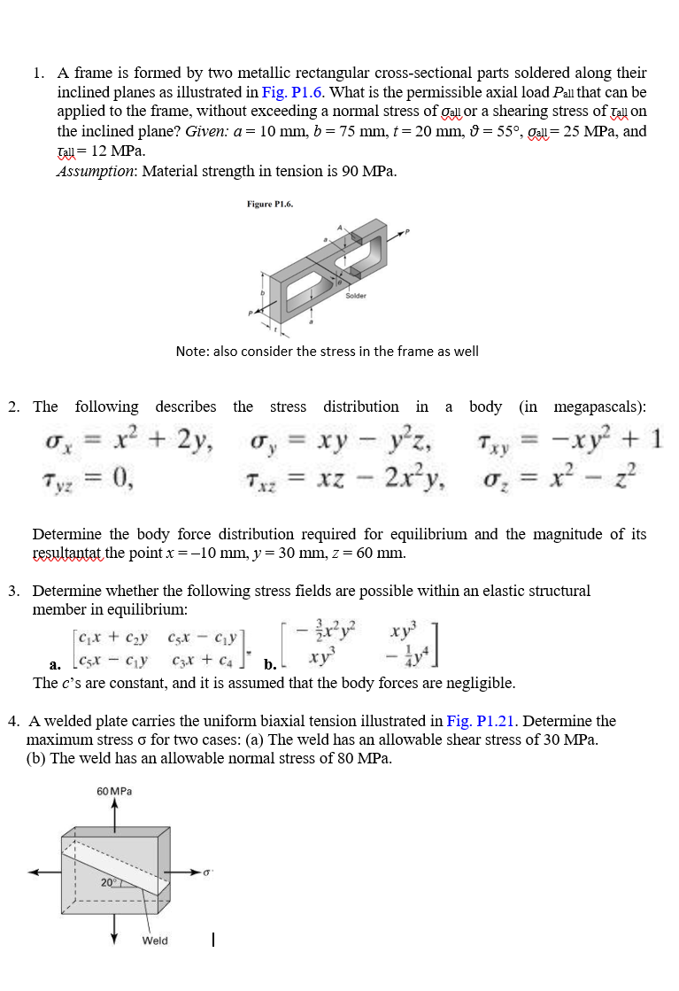 Solved 1. A frame is formed by two metallic rectangular | Chegg.com
